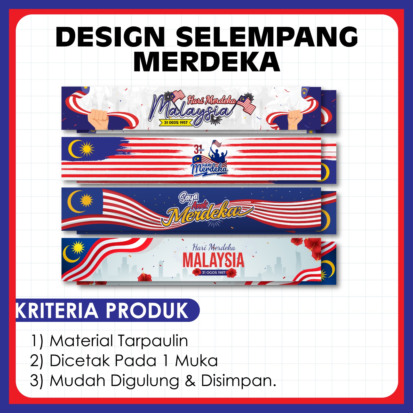 SELEMPANG MERDEKA MATERIAL BANNER AKSESORI SAMBUTAN HARI MERDEKA ...