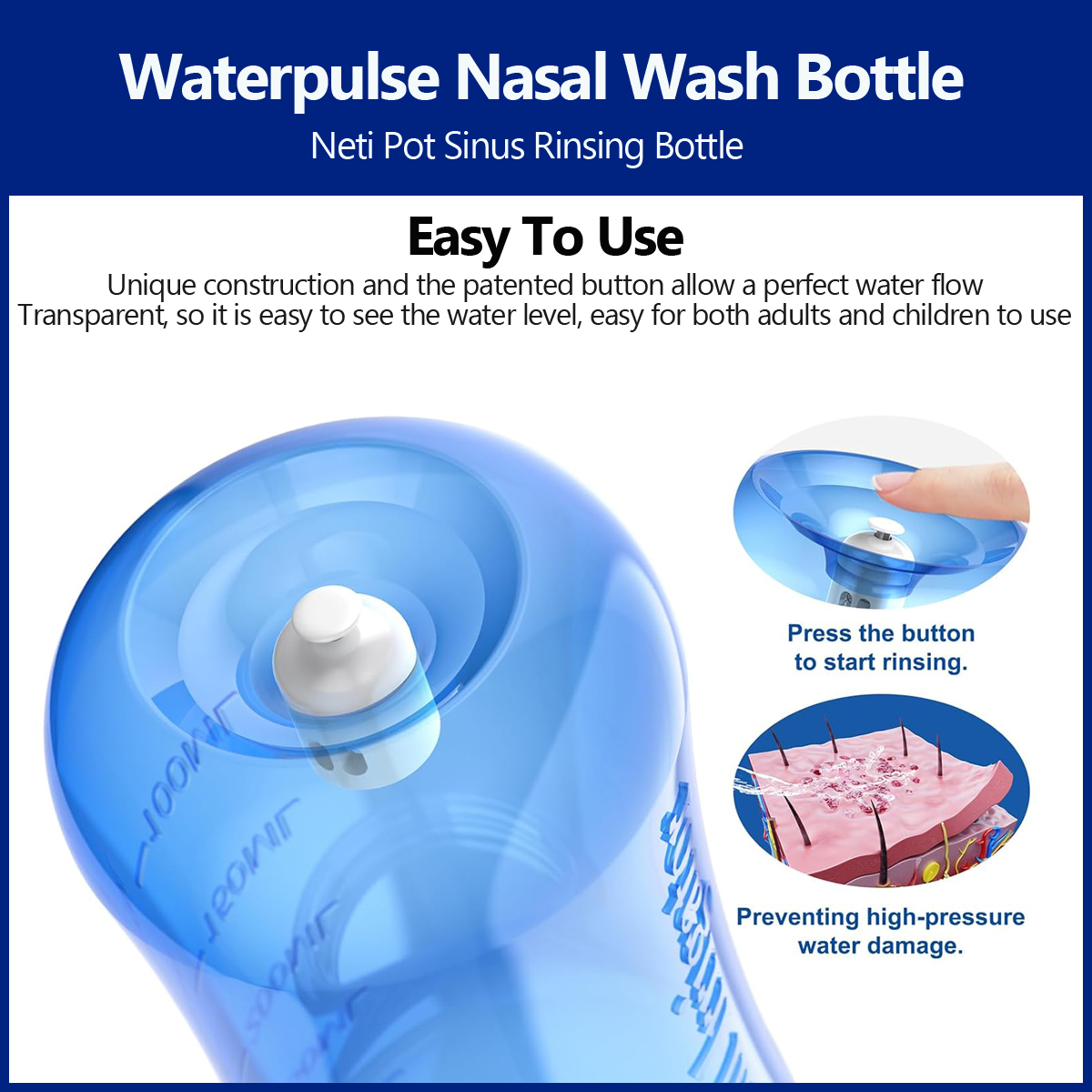 Genuine Water pulse Neti Pot Sinus Rinse Bottle Nose Wash Cleaner ...
