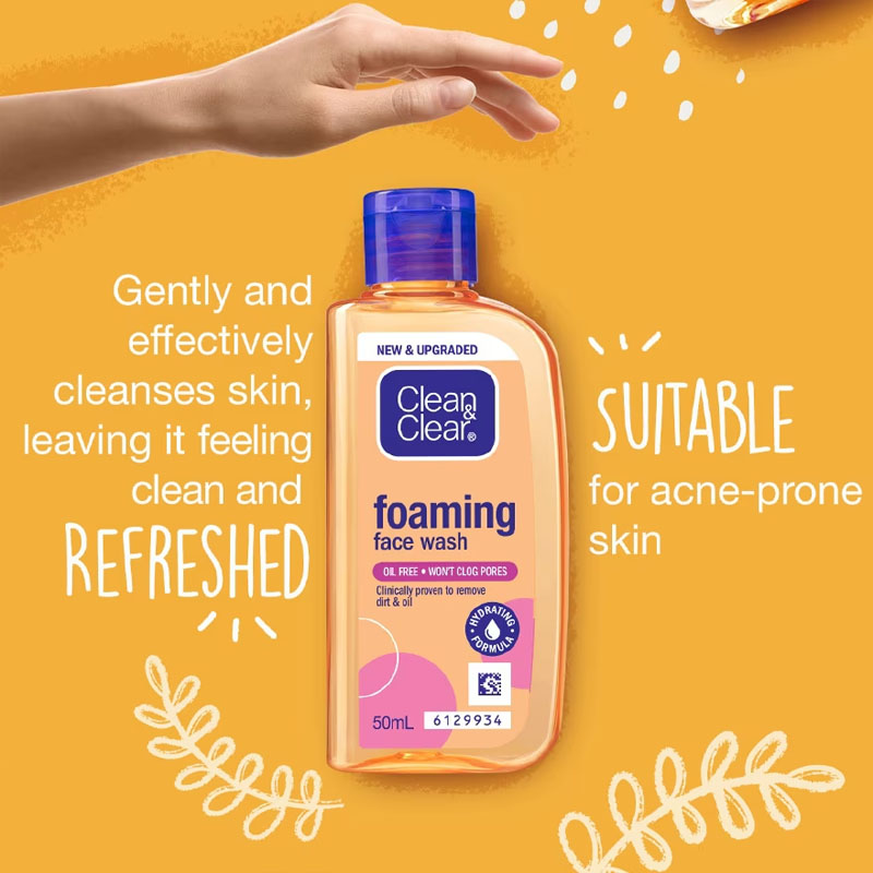 Clean Clear Foaming Face Wash 100ml Oil Free Won't Clog Pores ...