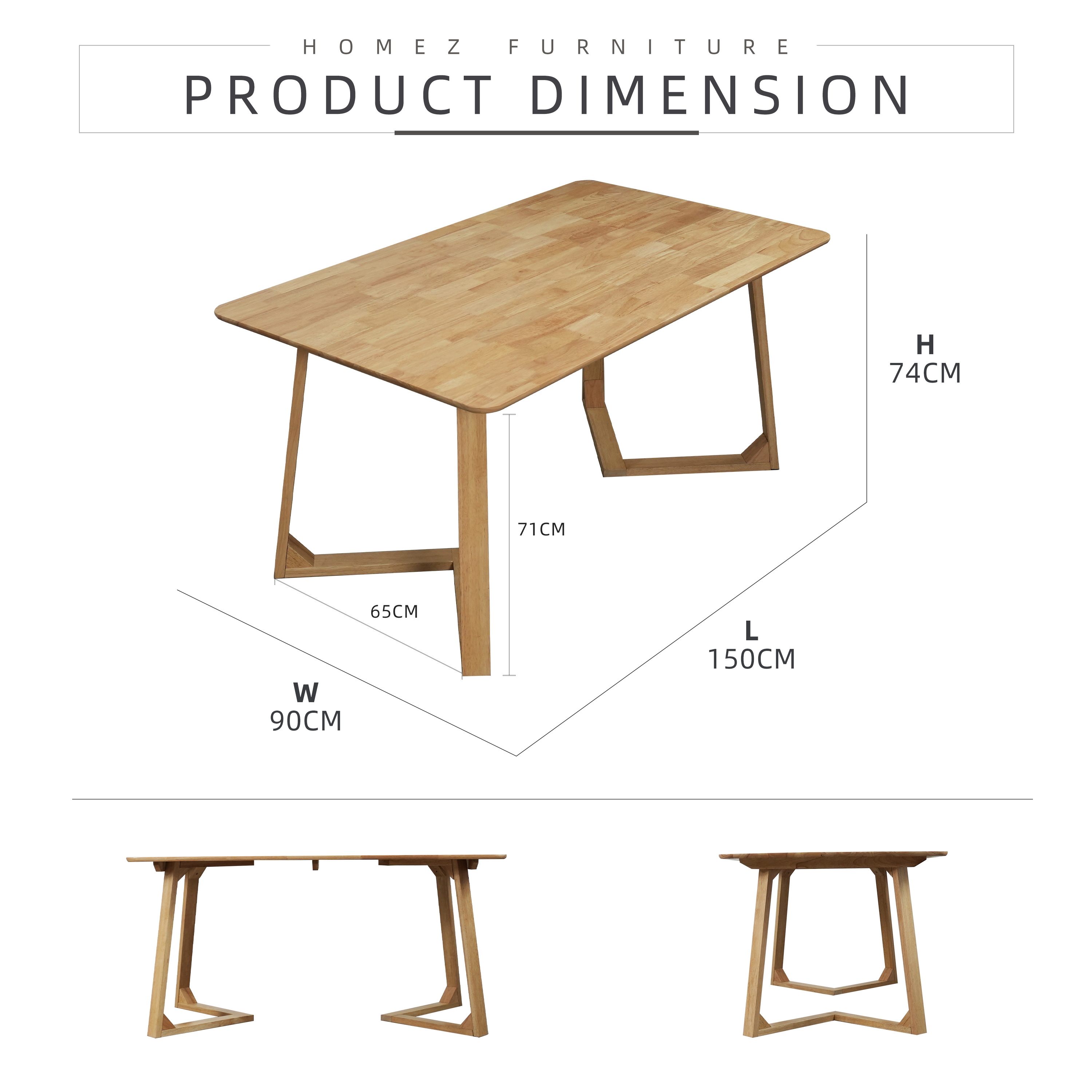 KitchenZ Sabah 6 People Seater Dining Set with 1 Table Solid Wood 6 ...