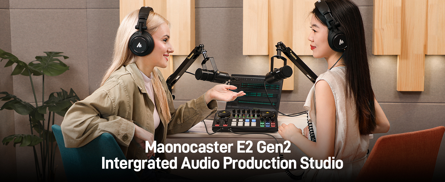 Maono AME2-Gen2 Podcast Mixer Audio Interface Sound Card with Dual XLR ...