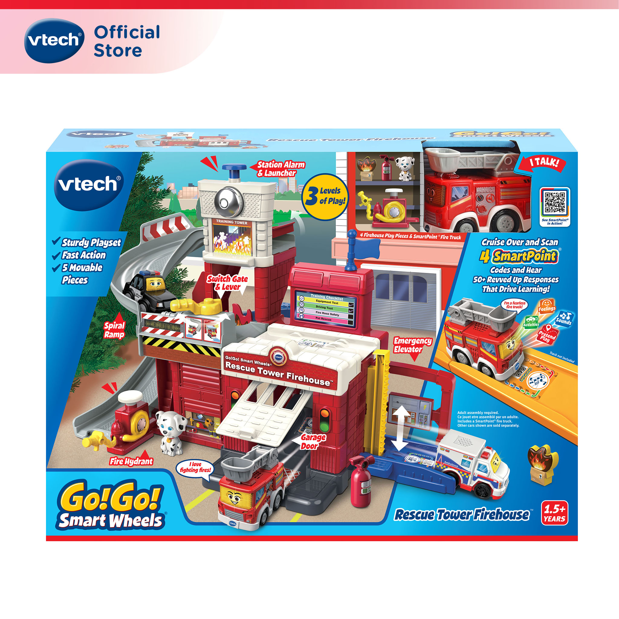 VTech Save The Day Fire Station Vehicle Playset Go! Go! Smart Wheels ...