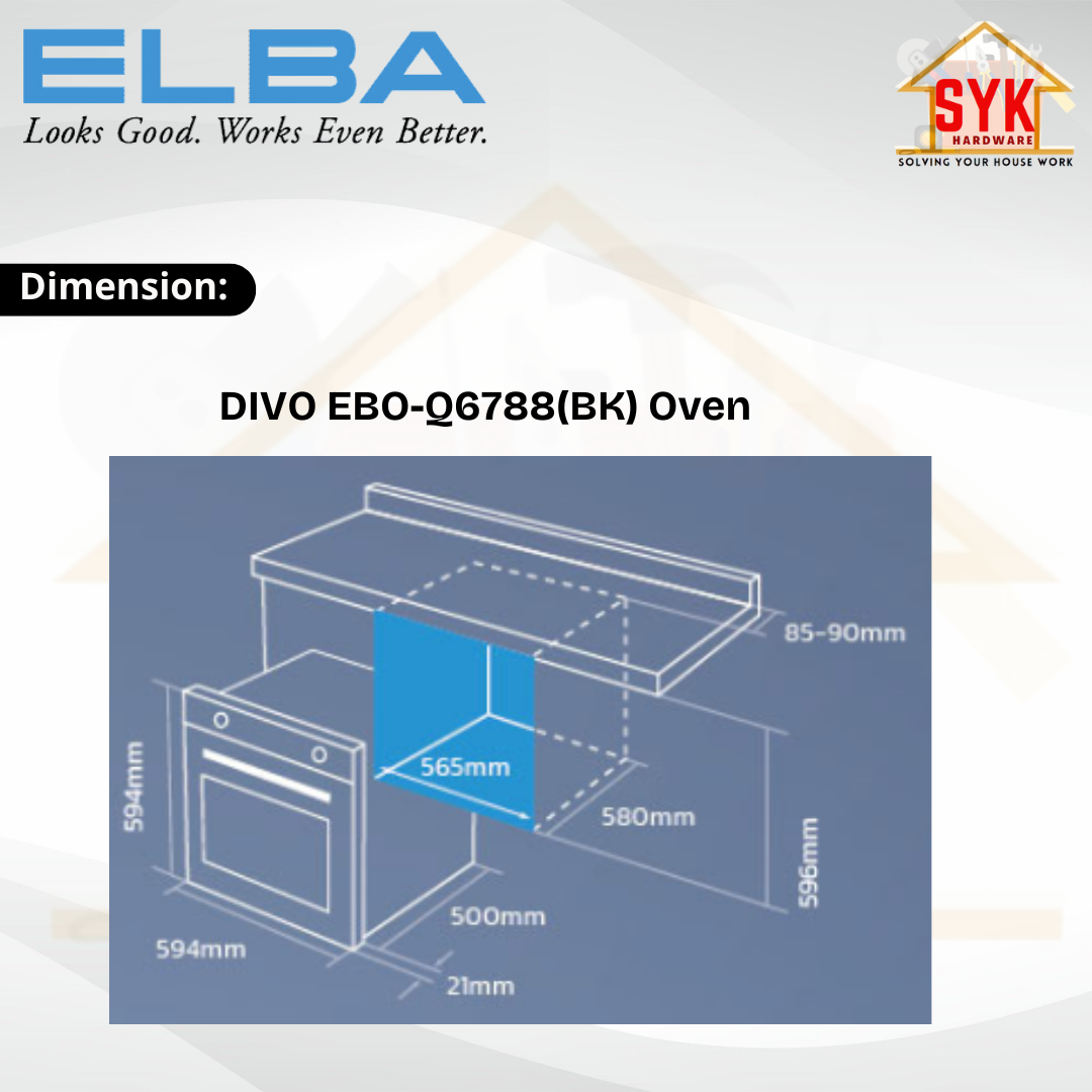 SYK Free Shipping Rubine RBO-CAVO-60BL Build In Oven 60 Liters Electric Oven RMO-OREO-28BL Grill ...