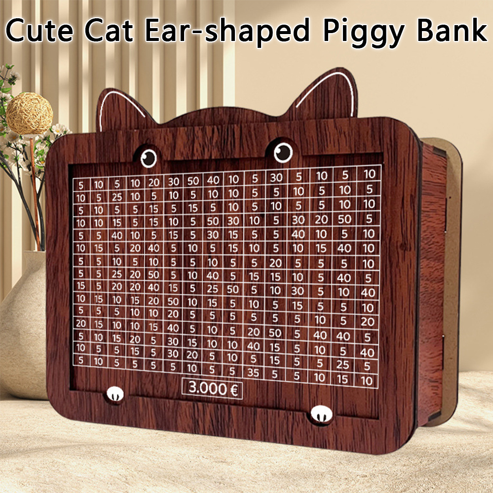 Wooden Money Box Reusable Piggy Bank Crafts with Number Coin Tray ...