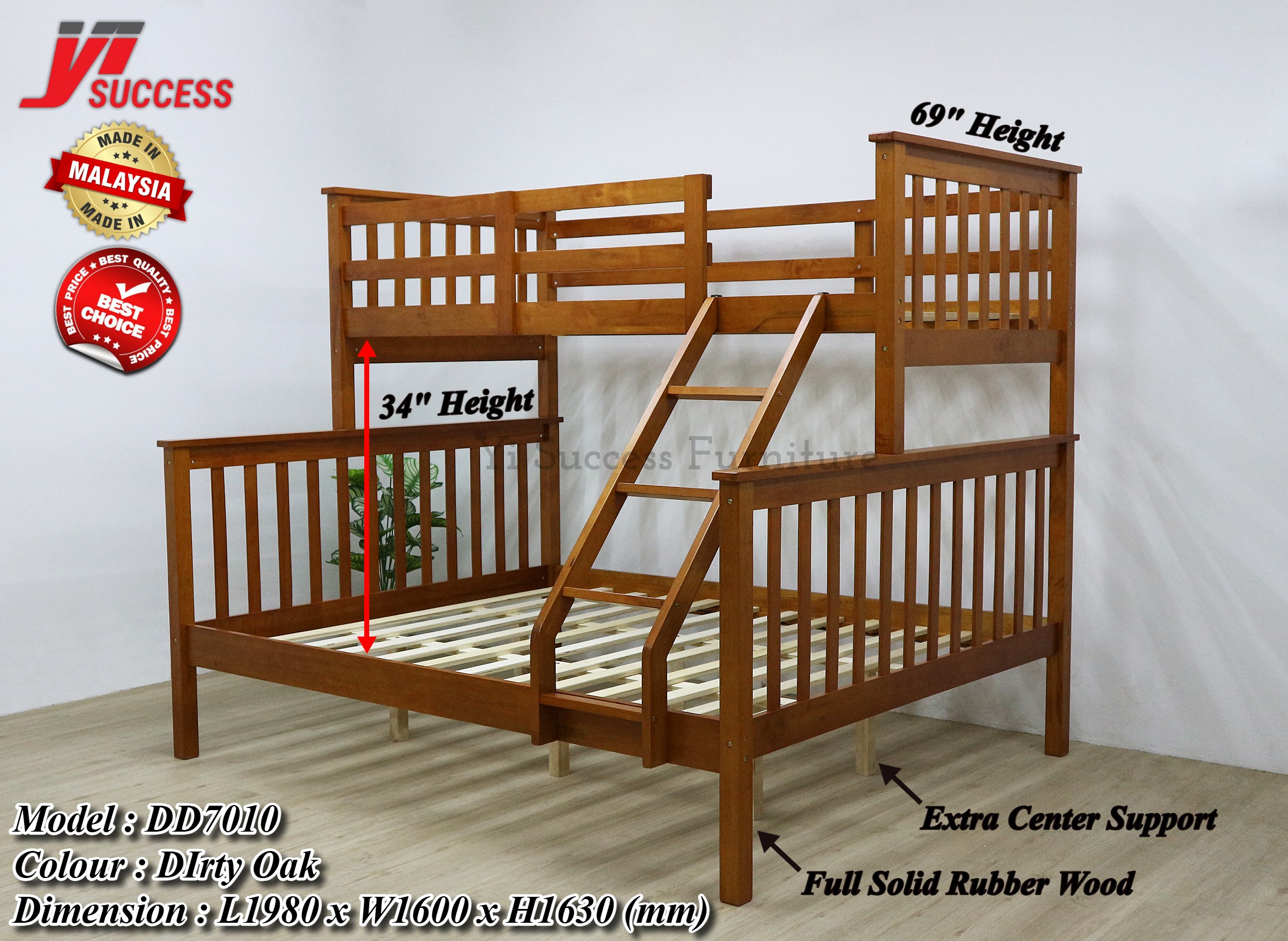 Yi Success Full Solid Wooden Double Decker / Queen Single Size Wooden ...