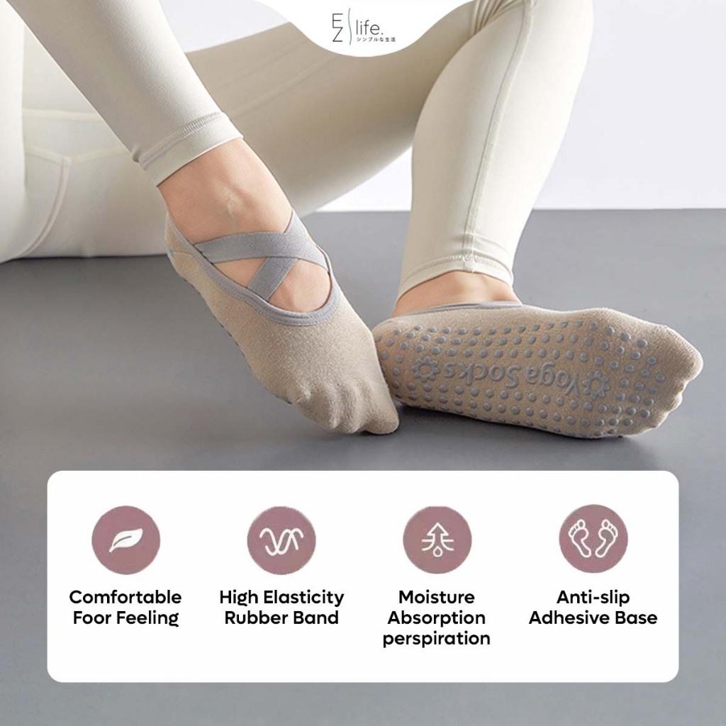 1 Pair Stokin Pilates EzLife Pilates Socks Yoga Non-Slip Grips & Straps ...