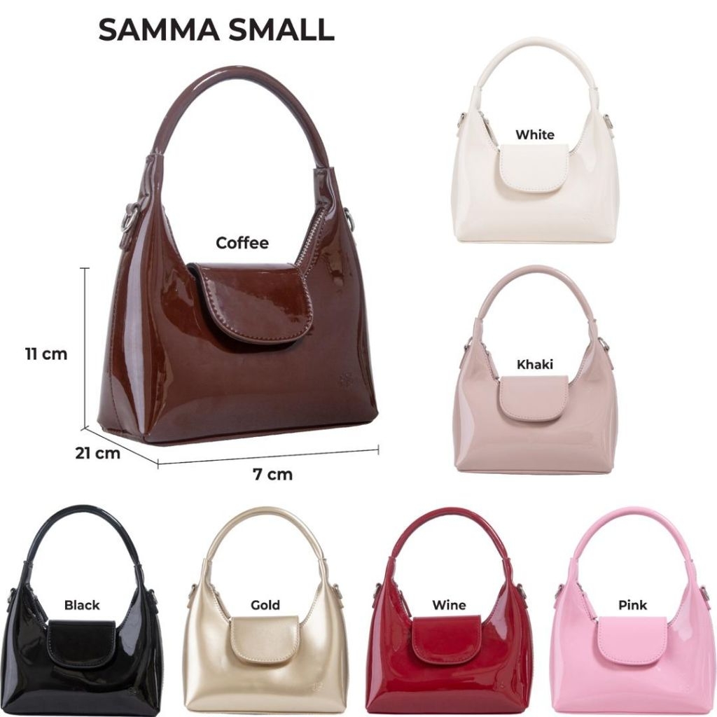 BAG SAMMA GLOSSY SMALL HIGH QUALITY PU LEATHER(FREE GIFT MICELLAR WATER WITH BOX) BY ALIFF ...