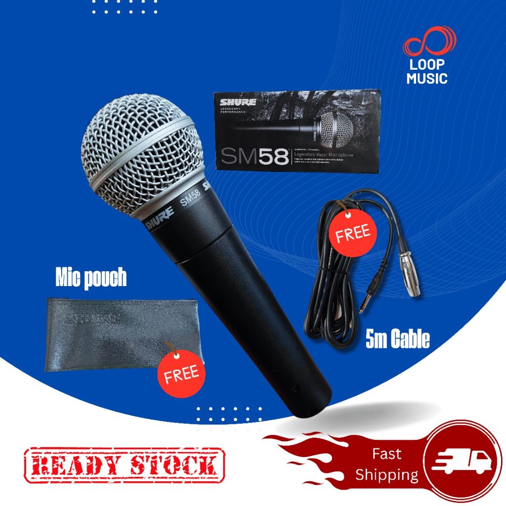 Shure SM-58 (B) Professional Performance Dynamic Microphone (Singing ...