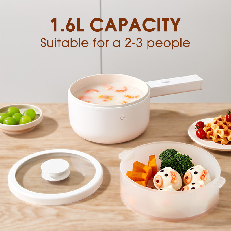 2L Multifunction Electric Cooker with Steamer – Portable Non-Stick Multi-Cooker for Rice ...