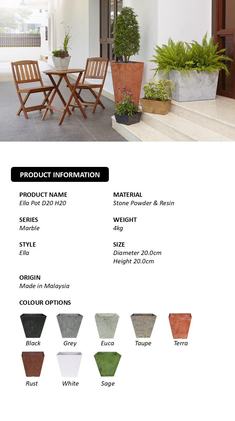 Artstone Ella Pot D20 H20 / Flower Pot / Pasu Bunga Hiasan Modern ...