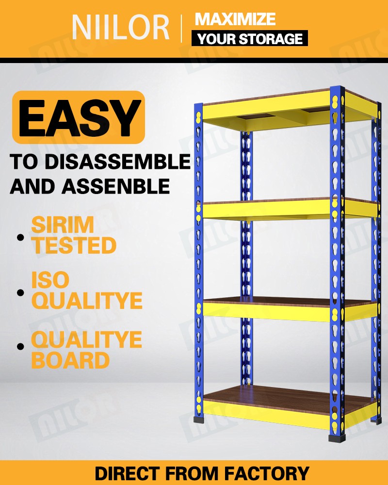 💪3/4/5 Tier Rak Besi Storage Rack Heavy Duty Rack Dapur Rack Boltless ...