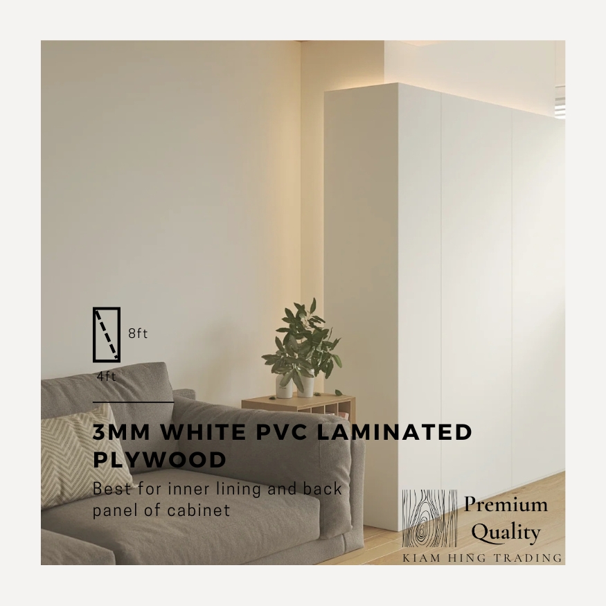 3mm white PVC 1-side laminated plywood (4ft x 8ft) DIY board | timber ...