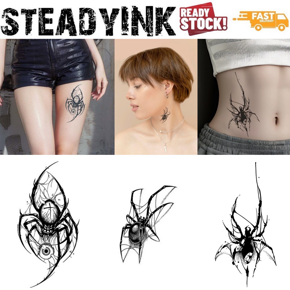 [𝚂𝚝𝚎𝚊𝚍𝚢𝙸𝙽𝙺] Spider Temporary Tattoo Sticker Tatu Pelekat - Lasts 15 ...