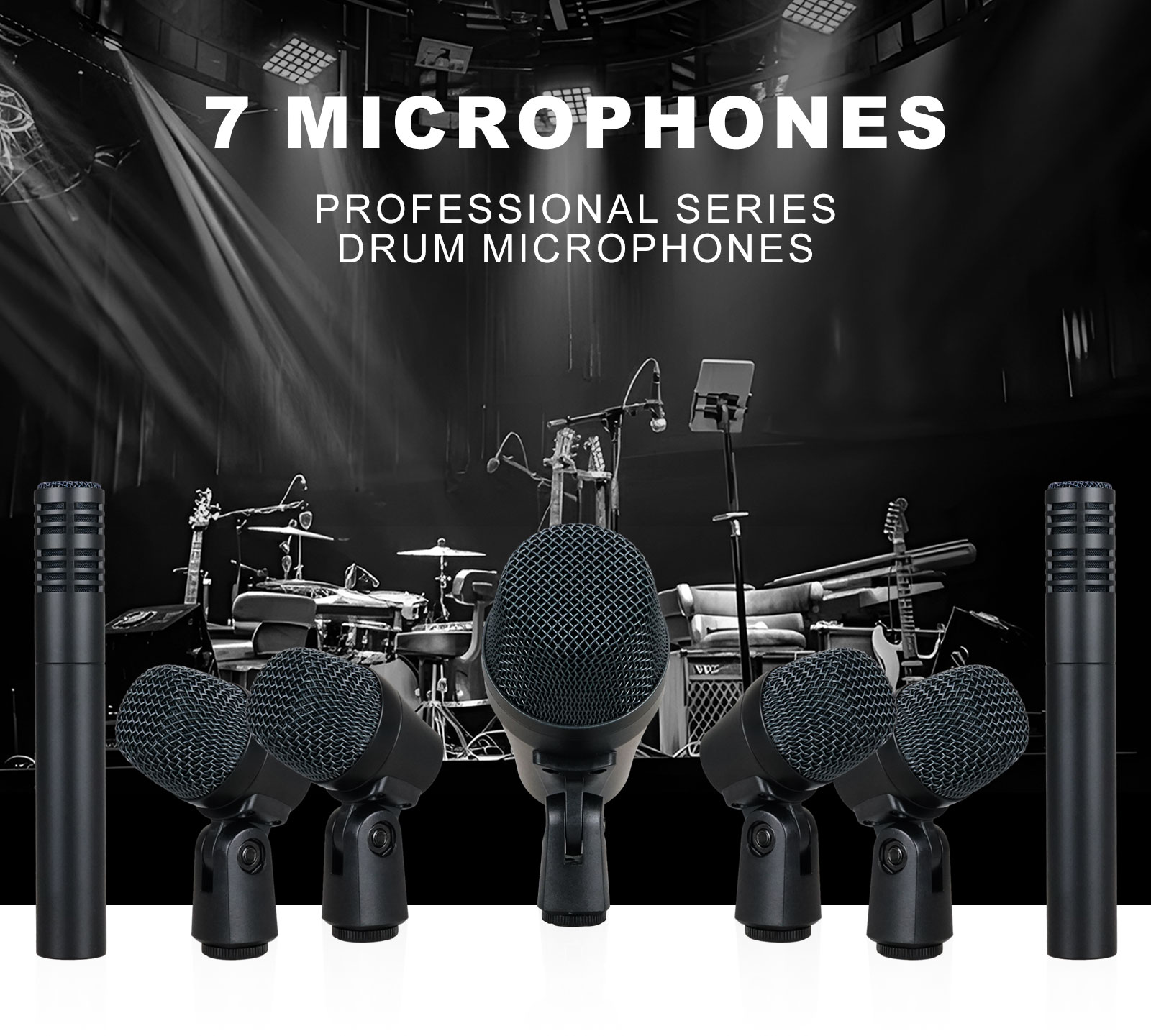 DI7 7-Piece Wired Dynamic Drum Mic Kit with Kick Bass Tom/Snare ...