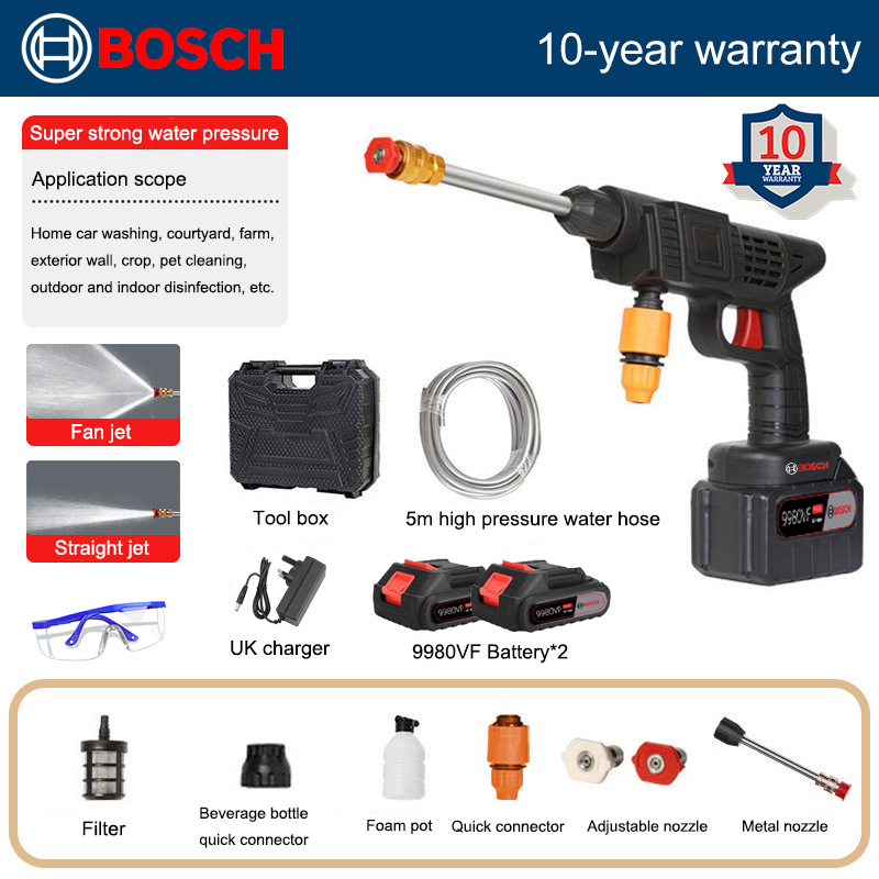Bosch 9980VF Water Jet Cordless High Pressure Car Wash Cleaner Spray ...