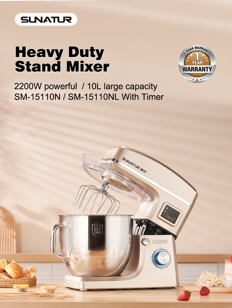 SUNATUR 顺然 Heavy Duty Stand Mixer High Power Kitchen Mixer 2200W/10L (SM-15110N/SM15110NL ...