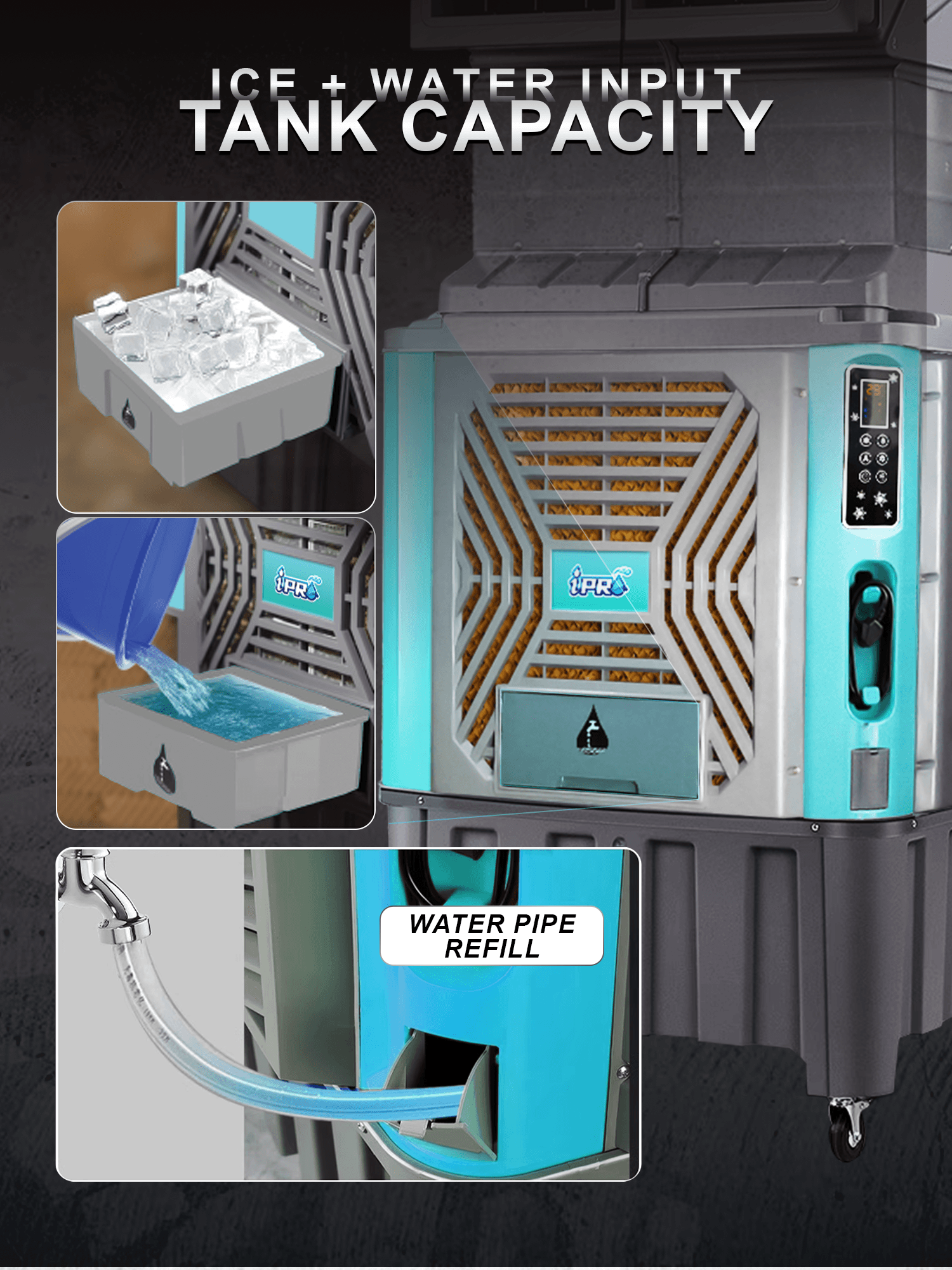 IPRO 200L Heavy Duty Evaporative Air Cooler with Ice Chamber & Wireless ...