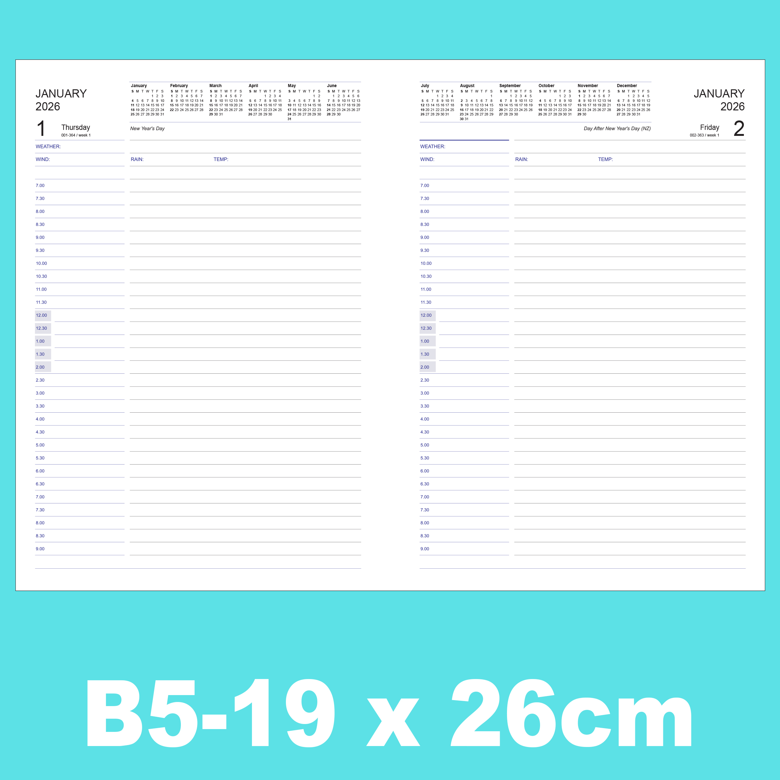 2026 A4 B5 A5 Diary planner Malaysia One Day a Page Padded Front hard ...