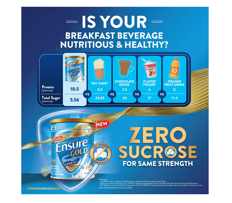 Ensure Gold Vanilla 'ZERO Sucrose' 800g Tin (Adult Complete Nutrition ...