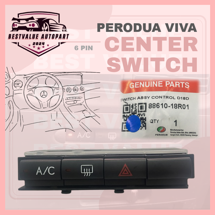 PERODUA VIVA CENTER SWITCH HEATER SWITCH AIRCOND HAZARD EMERGENCY SUIS ...