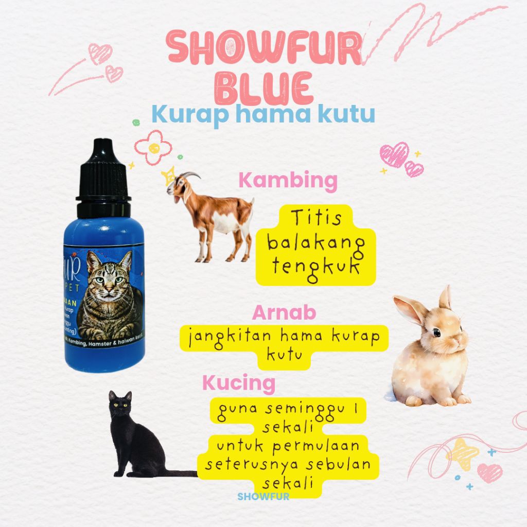 Showfur Blue ubat Kutu Hama Drop Hama Kutu Kurap untuk Kucing Arnab ...