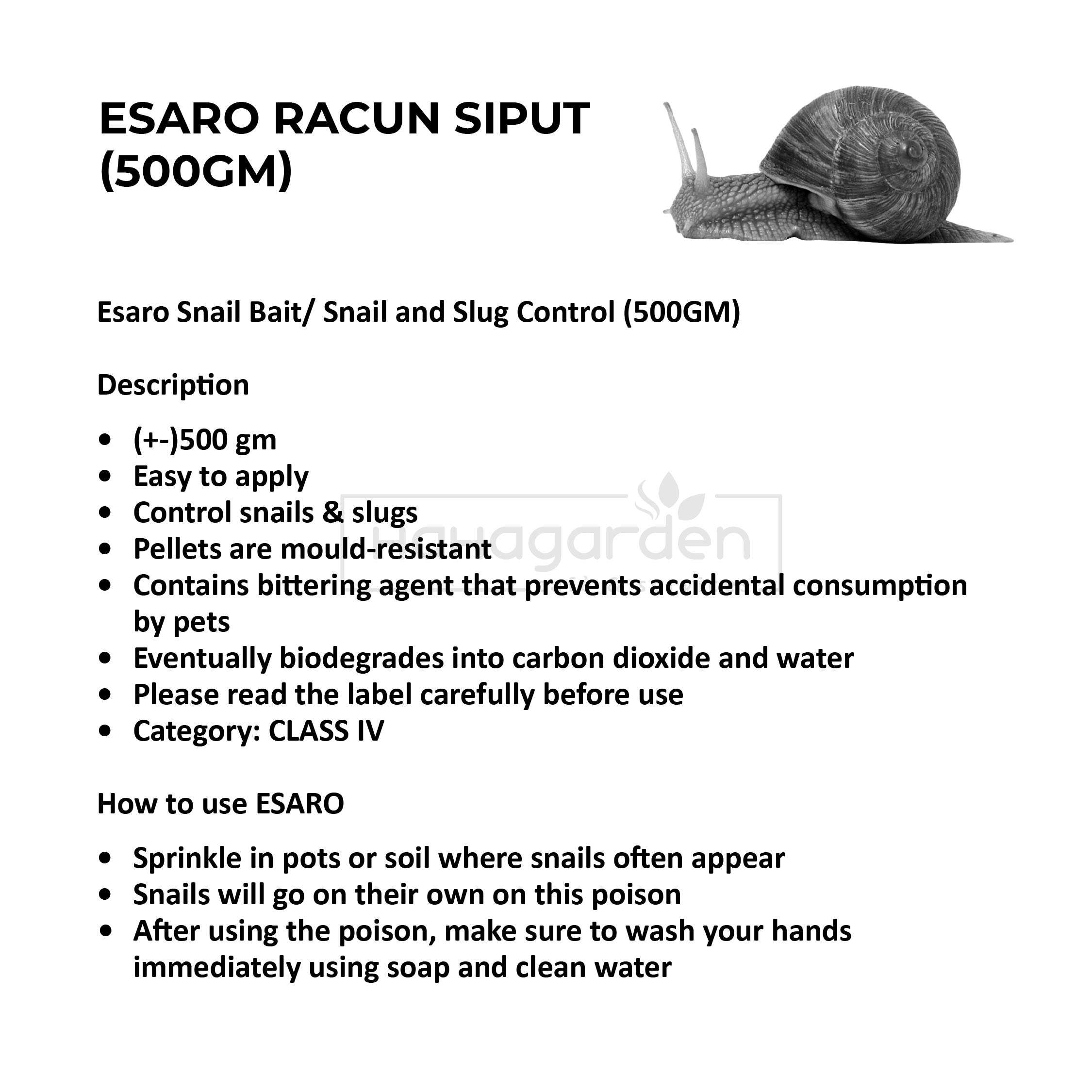 ESARO Racun Siput/ Esaro Snail Bait/ Snail and Slug Control (500GM ...