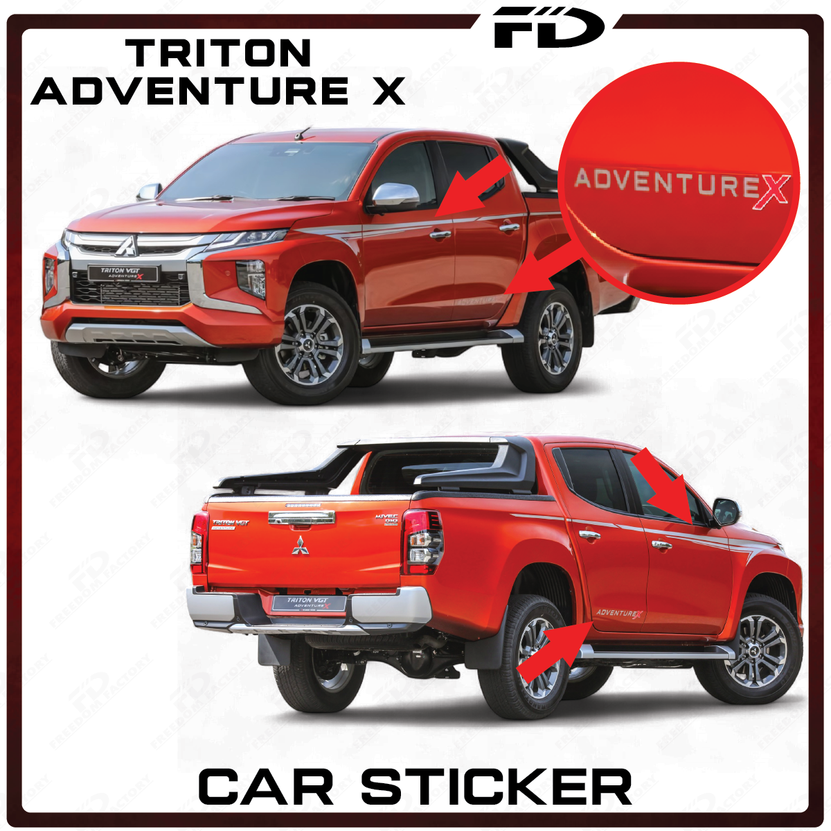 MITSUBISHI TRITON Body Sticker Side Lining - Triton Stiker 4x4 Pelekat ...