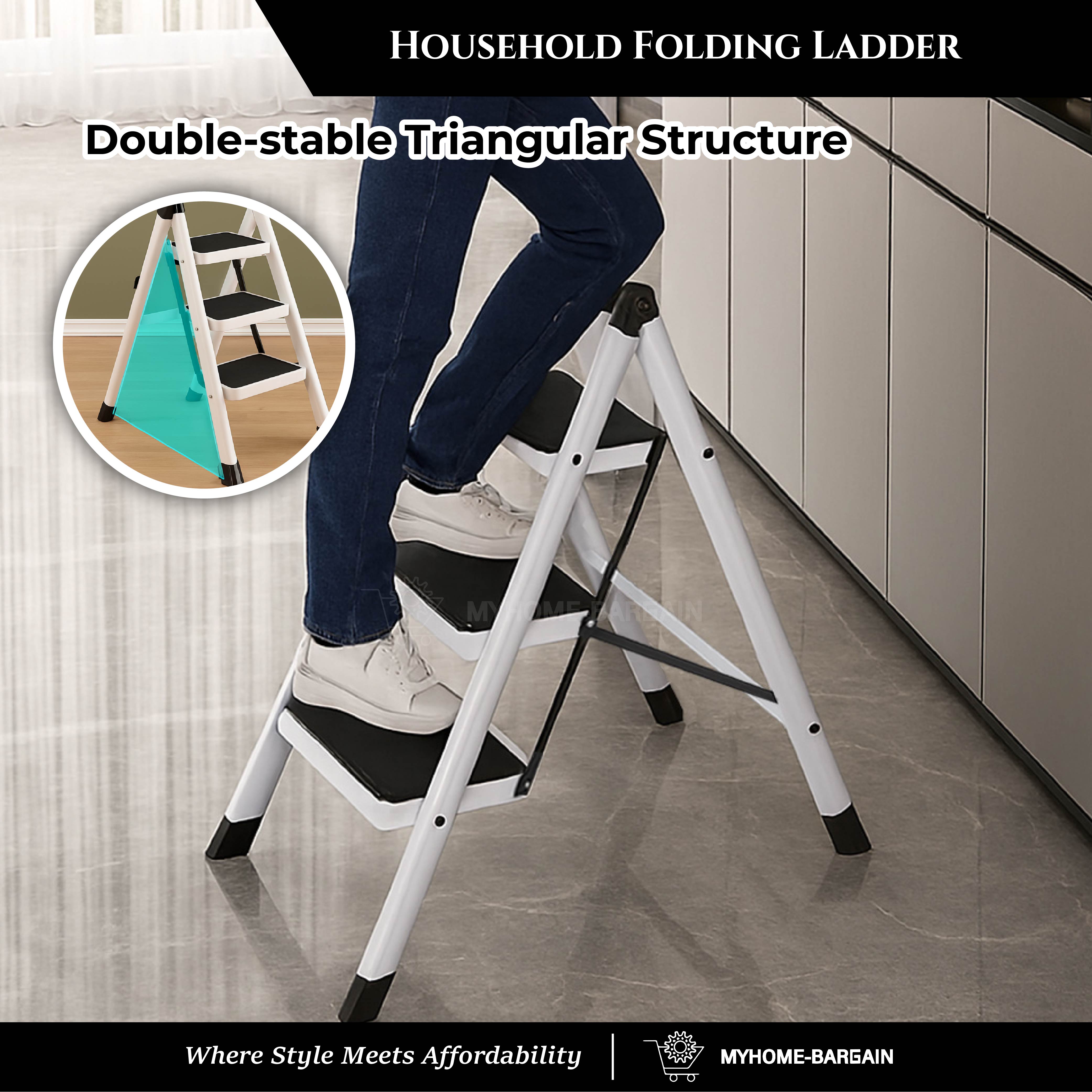 MYHOME | TANGGA LIPAT HEAVY DUTY | LADDER FOLDABLE | PORTABLE METAL ...