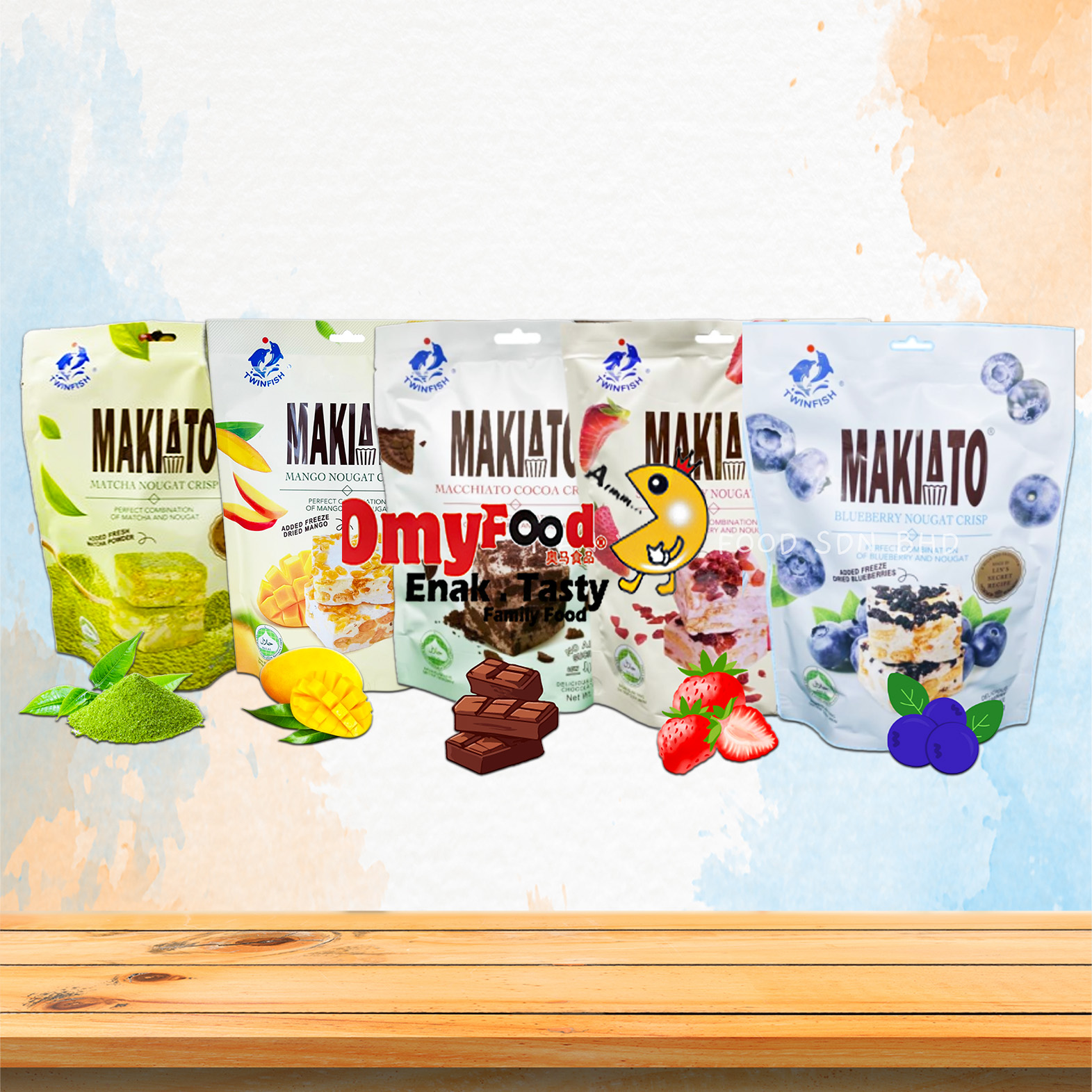 150g Twinfish Makiato Macchiato Nougat Crisp [Chocolate / Strawberry ...