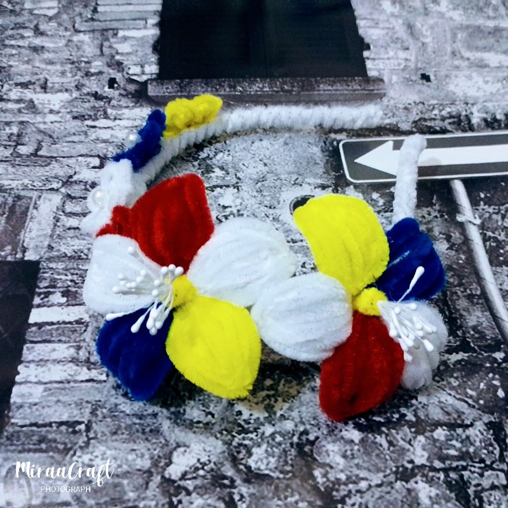 CEKAK MERDEKA CHENILLE FLOWER CRAFT HEADBAND / CEKAK SANGGUL MERDEKA ...