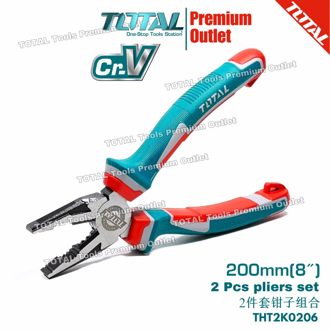 TOTAL Tools (VALUE PACK) 2Pcs pliers set 8" Combination / 7" Diagonal ...