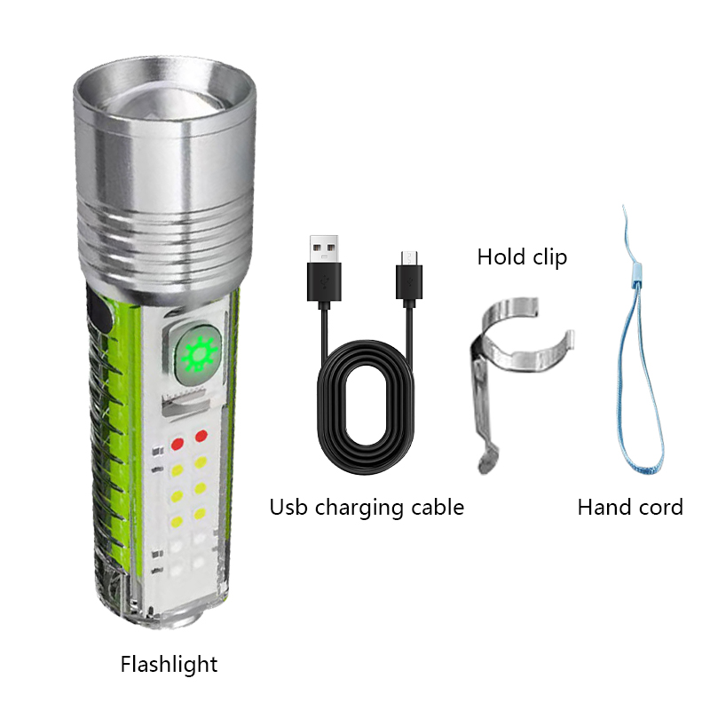 🔥USB Flashlight 520A Zooming Rechargeable Flashlight Lampu LED Torch ...
