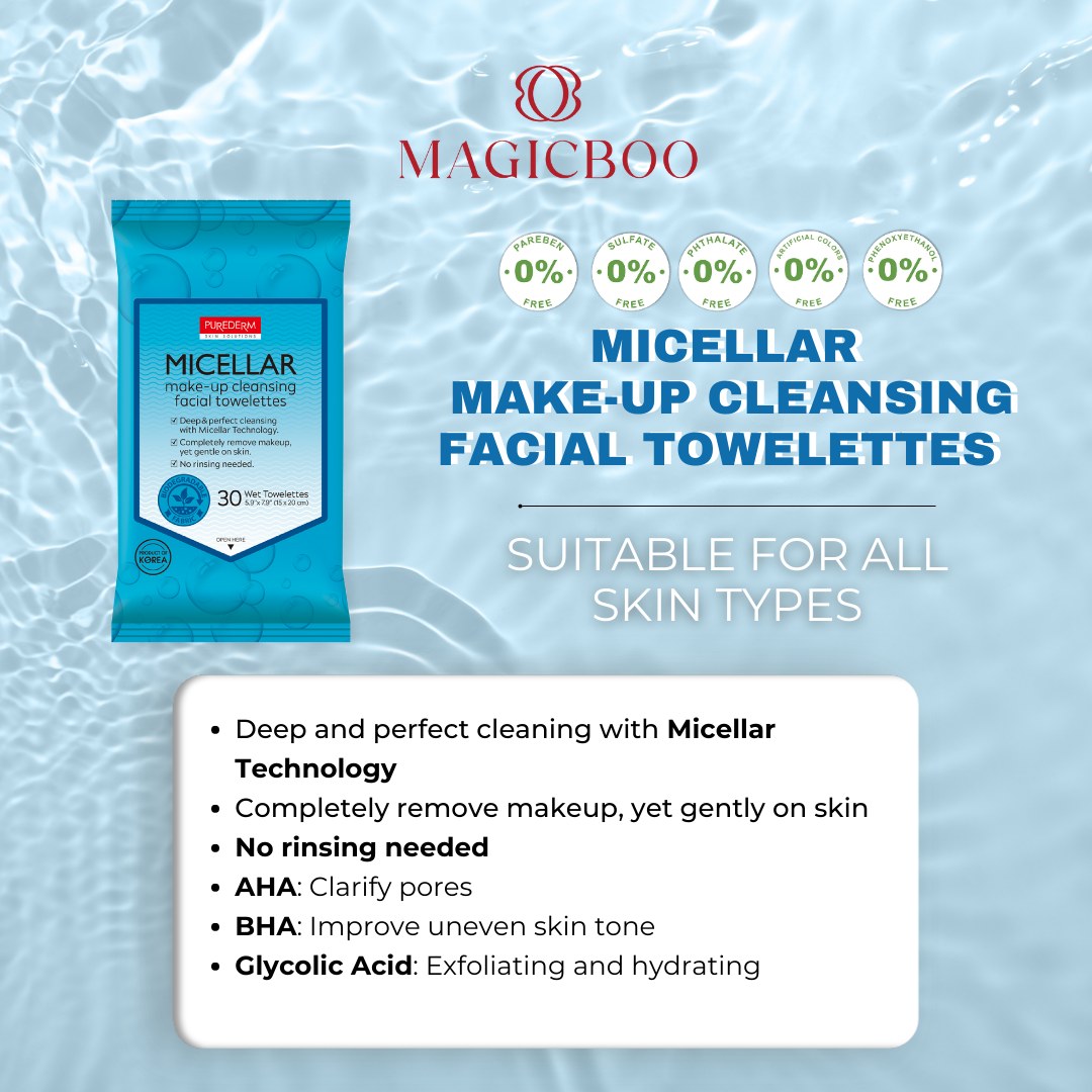 Magicboo Purederm Argan Oil/Micellar/Cica Make Up Remover Cleansing ...