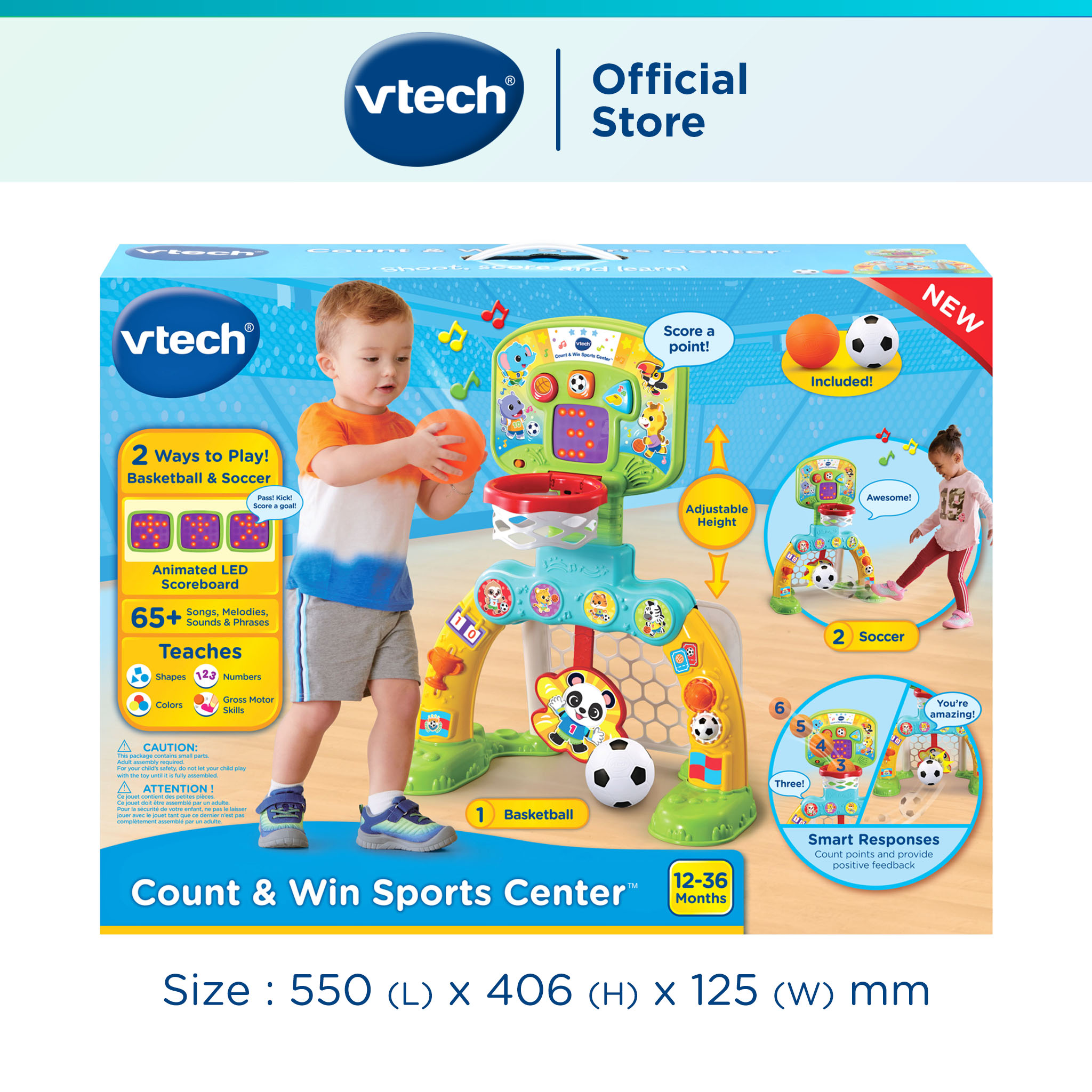 Vtech 2 in 1 Count & Win Sports Centre Basketball Football Sports Toys ...