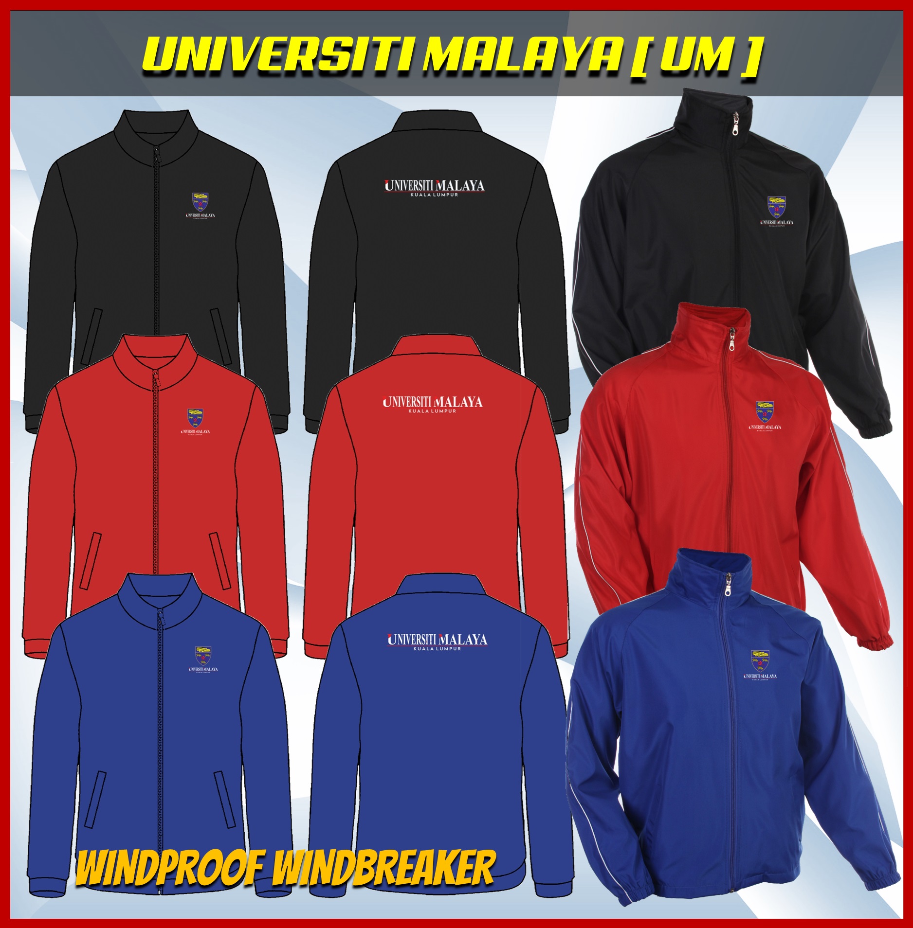 UM (UNIVERSITI MALAYA) WINDBREAKER JACKET | HIGH DENSITY | 100% ...