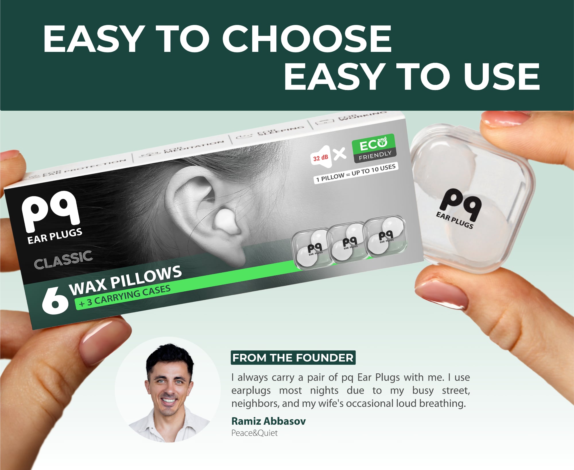 PQ Wax Ear Plugs, 6 Wax Pillows, Classic | Earplugs For Sleeping ...