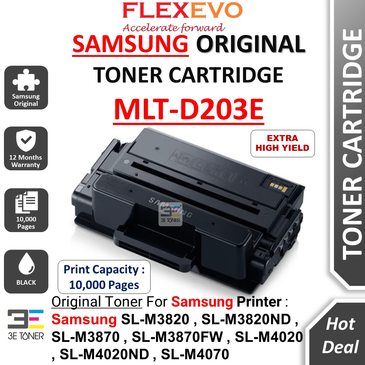 Original Samsung 203E Black MLT-D203E 203 MLTD203E D203E ML203E Toner ...
