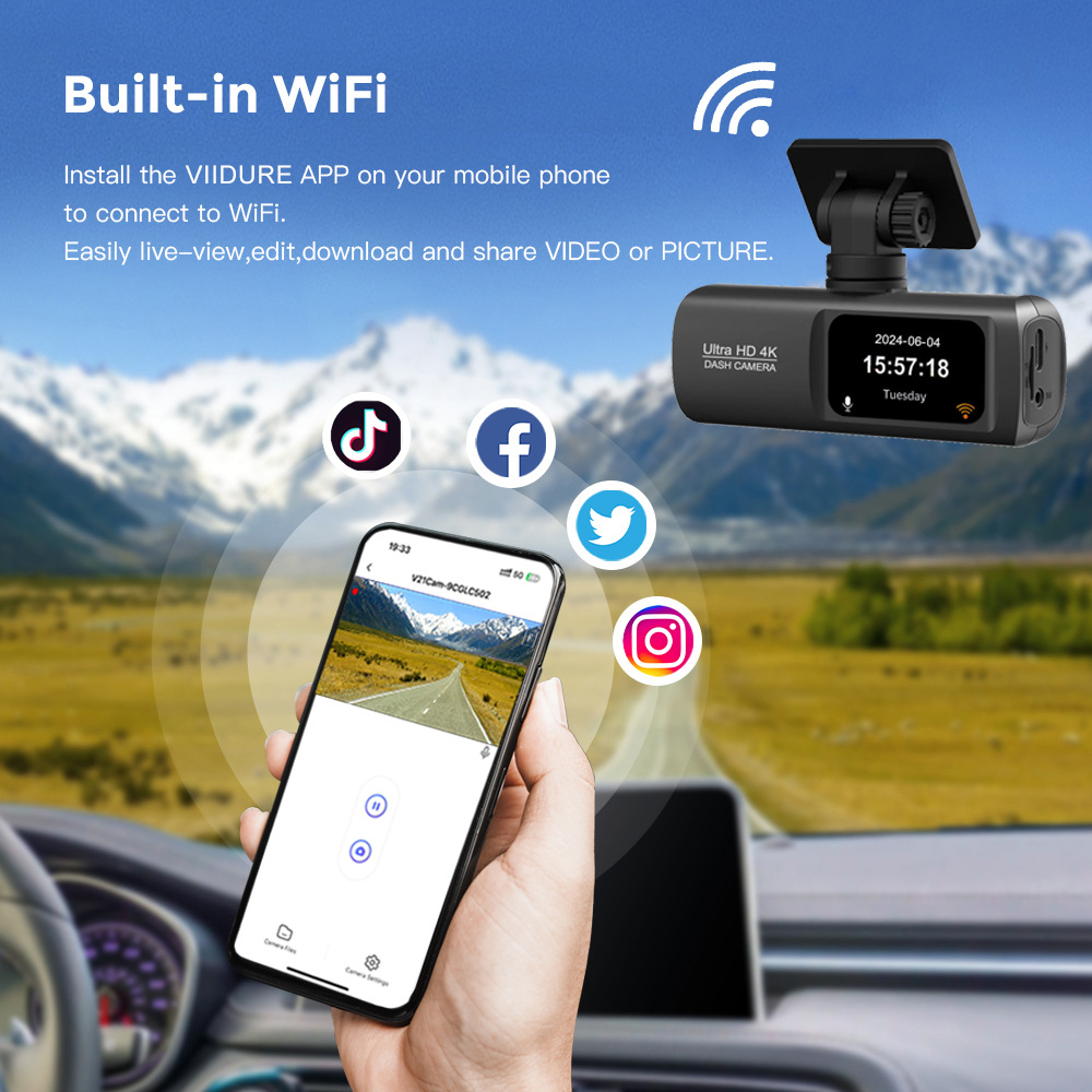 SANTINO V22 Dash Cam Car Pro Plus 4K HD Car Recorder with GPS WIFI ...