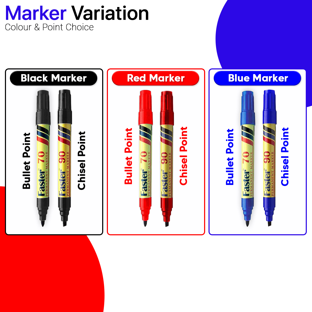 Faster Permanent Marker Pen Waterproof Ink Art Markers 70 90 -(1s/PCS ...