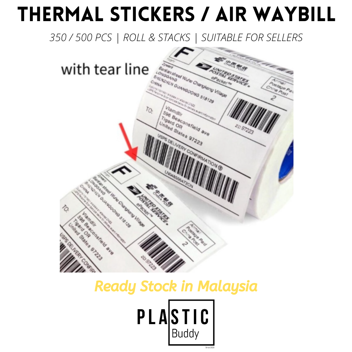 A6 Thermal Sticker AWB Sticker Thermal Printing 100*150mm 350 pcs 500 ...