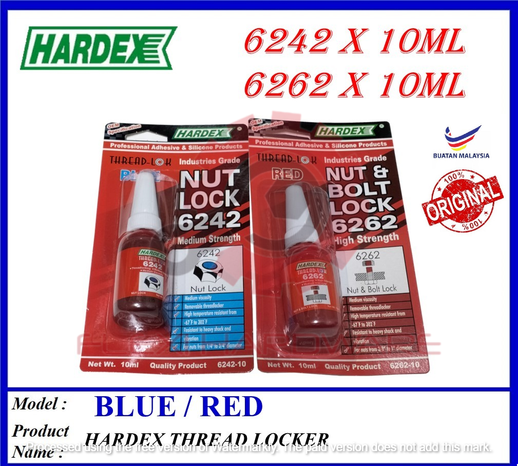 (BLUE/RED) HARDEX 6242 / 6262 NUT LOCK THREAD LOCKER MEDIUM HIGH ...