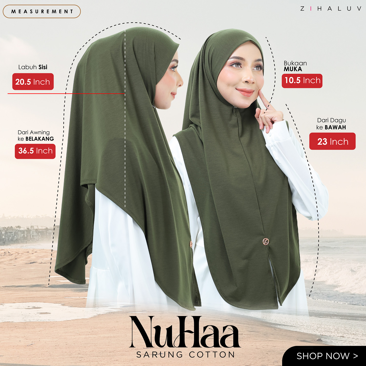 Zihaluv - Tudung Nuhaa Sarung Ironless - Soft Cotton - Bidang 55 - 5 RM100 | Shopee Malaysia