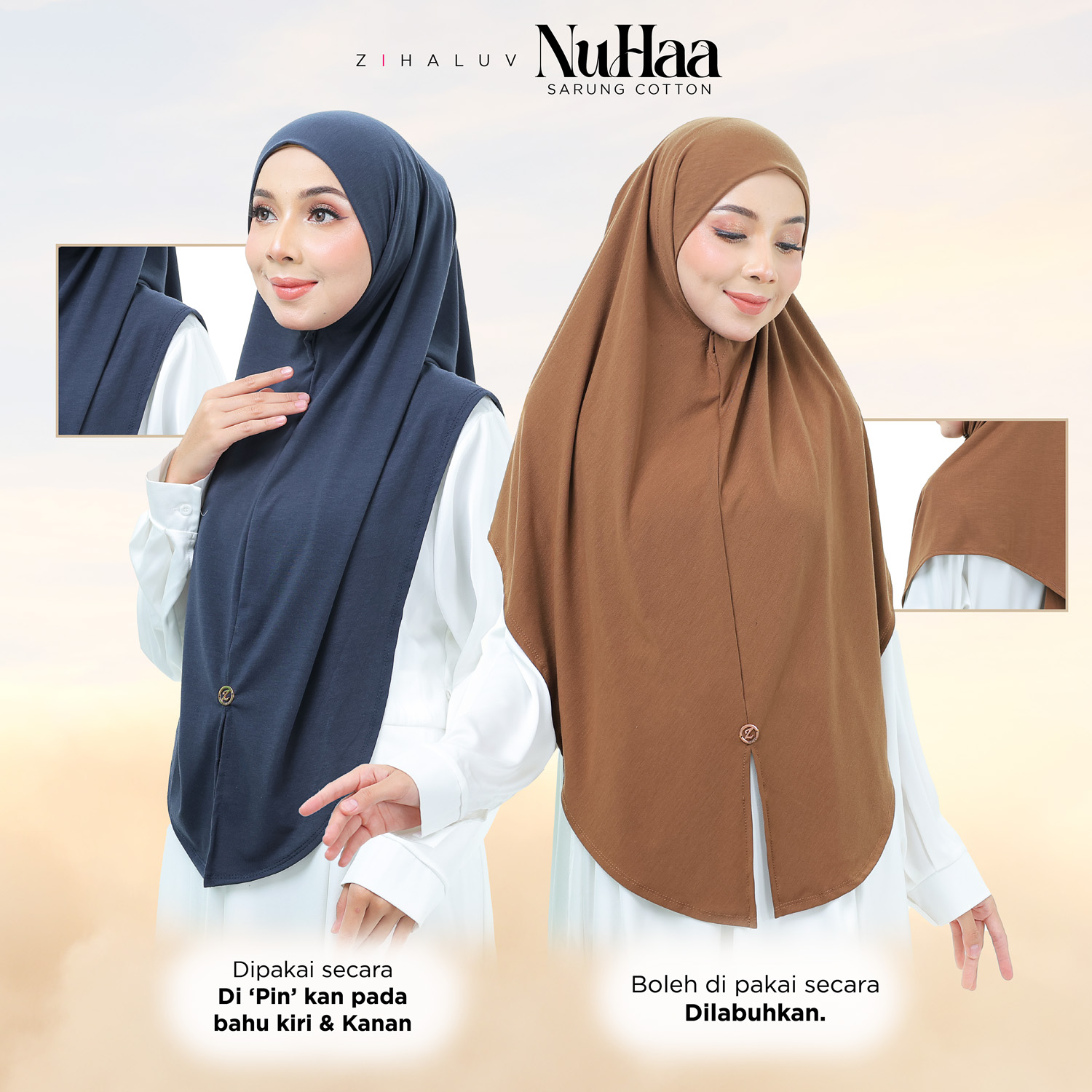 Zihaluv - Tudung Nuhaa Sarung Ironless - Soft Cotton - Bidang 55 - 5 RM100 | Shopee Malaysia