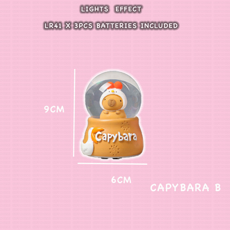 Princess Capybara Snow Musical Glass Crystal Ball Music Box Light ...
