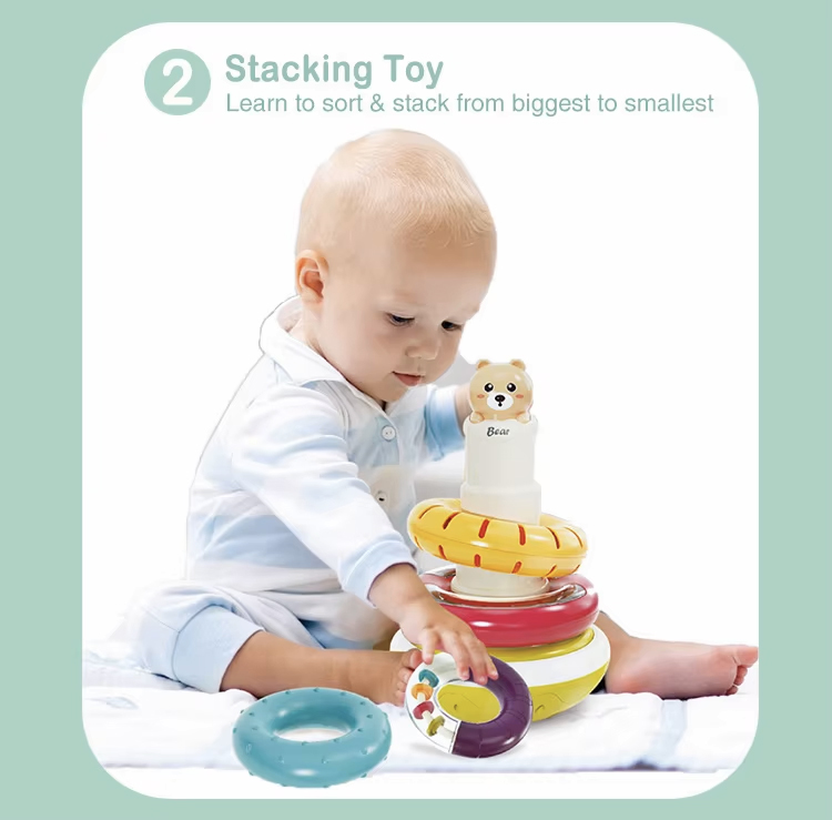 GOODWAY Dynamic Rotating Rainbow Stacking Rings Music Tumbler Toys Kid ...