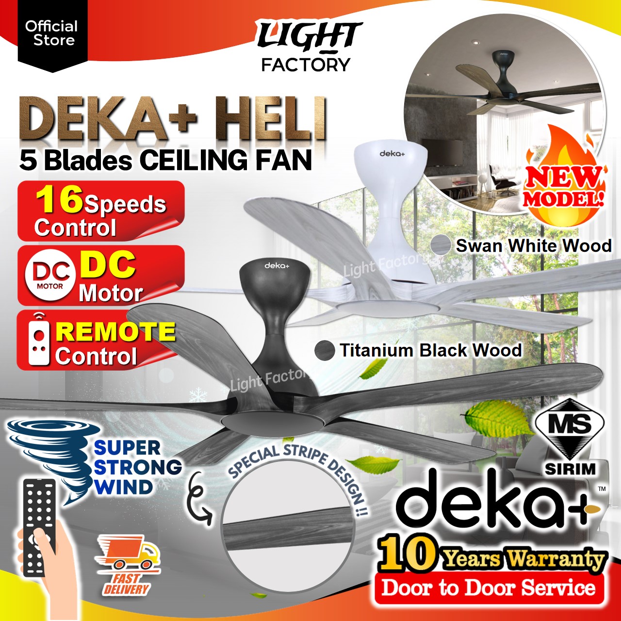 🔥2024 NEW🔥DEKA+ HELI 56'' 5 Blades DC Motor Ceiling Fan 16 Speeds ...