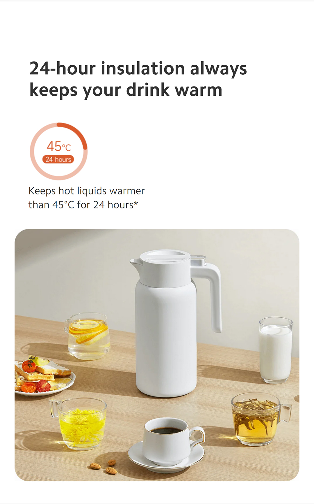 Xiaomi Insulated Kettle 1.8L 316L stainless steel interior/24-hour cold+hot lock*/easy to open ...