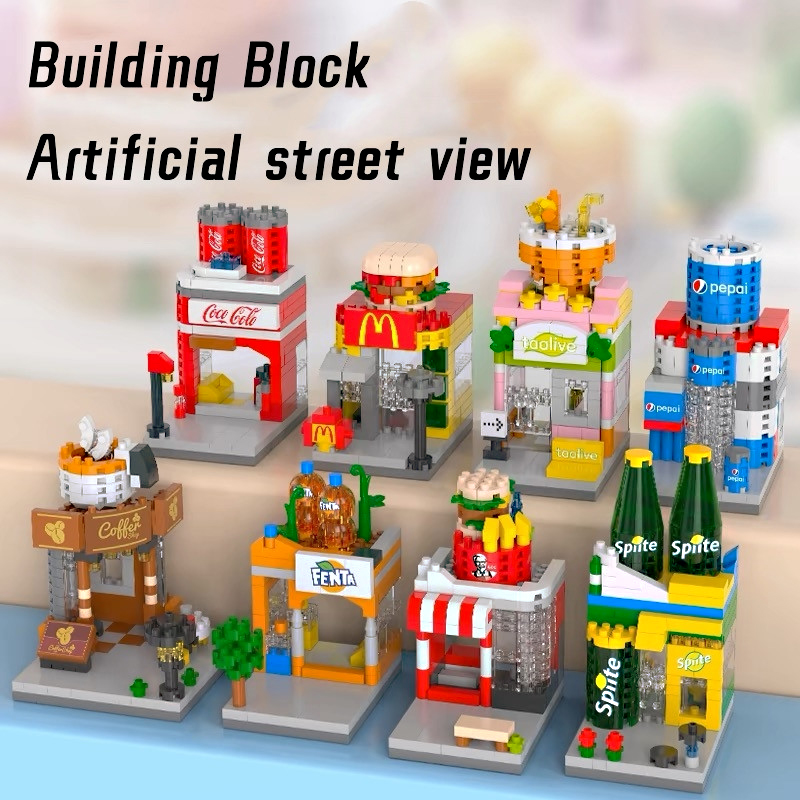 Mini City Street View Model Building Blocks Compatible Lego City Set 8 ...