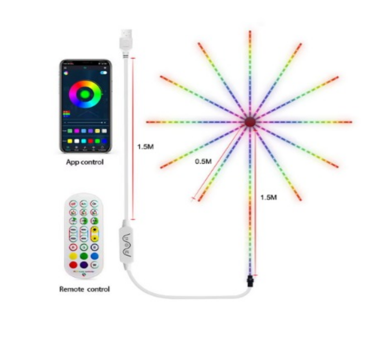 Firework Led Light Strip Voice Control RGB Light Wall Decoration Light ...