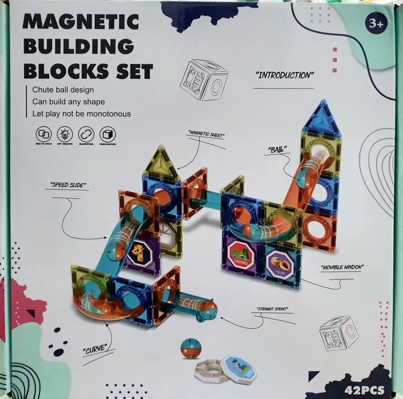 Magnet Building Blocks Toy Set for Kids Marble Run Tiles Magnetic ...